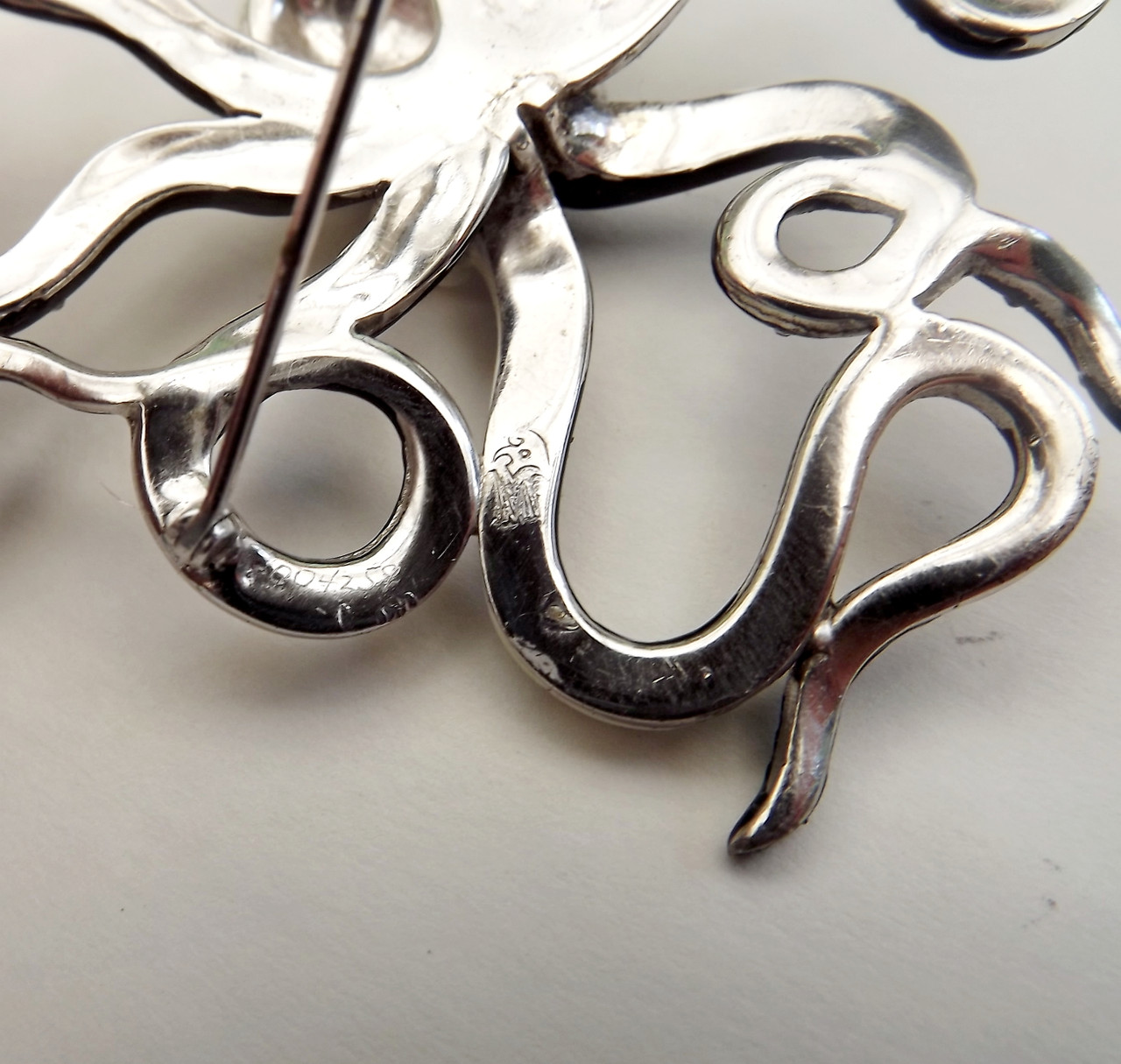 Rare MB BOUCHER Enamel & Rhinestone Octopus Pin Black White Brooch ...