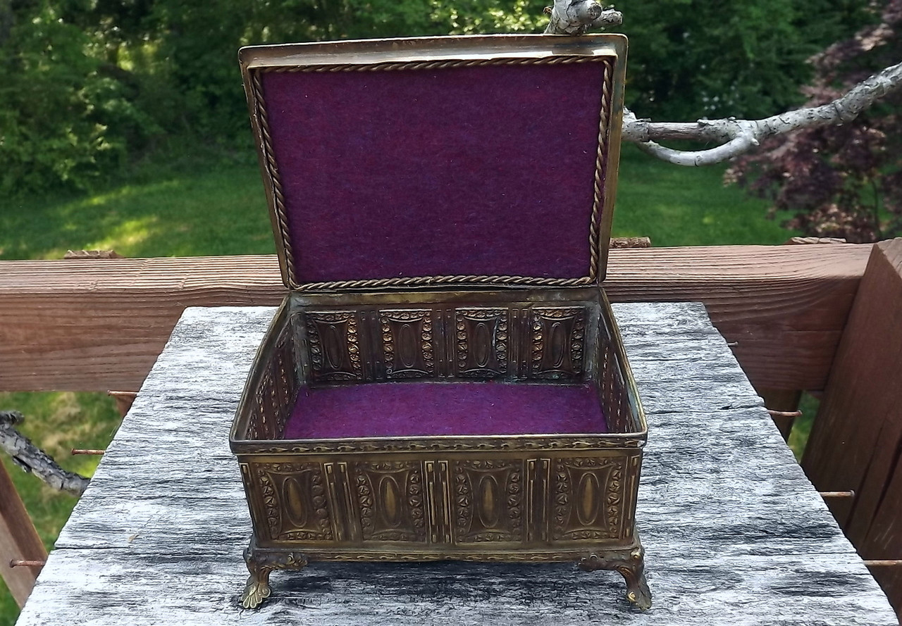 Rare Jeweled Ormolu Box Austria Ornate With Big Diamond Shaped Jade ...