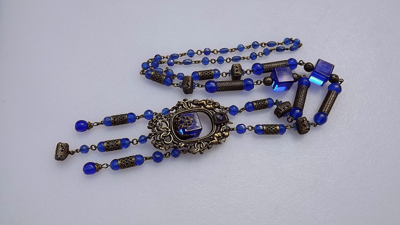 Rare Vintage Max Neiger Ornate Czech Glass & Enamel Necklace~Purple ...