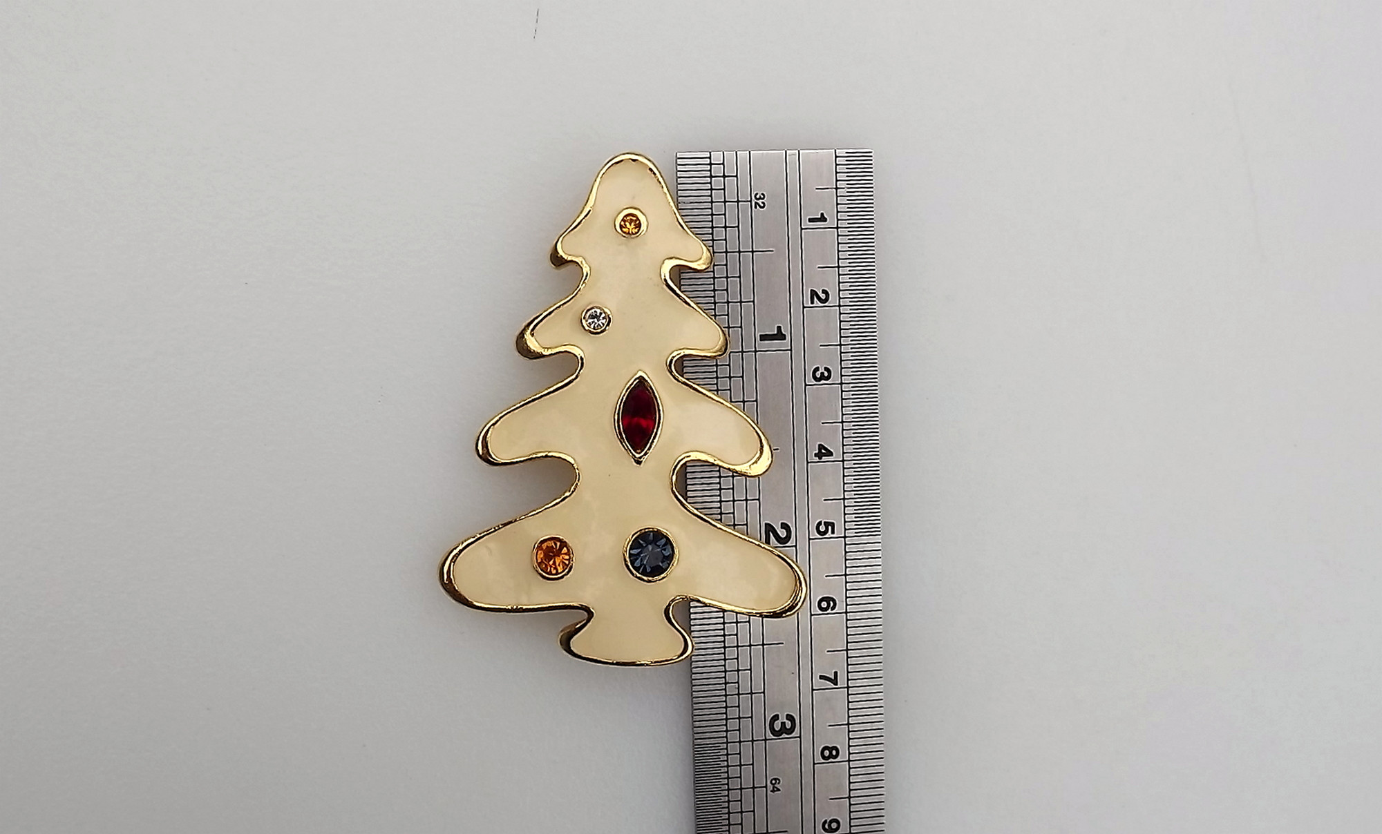 Vintage Modernist Enamel Christmas Tree Pin Abstract Melting Creamy ...