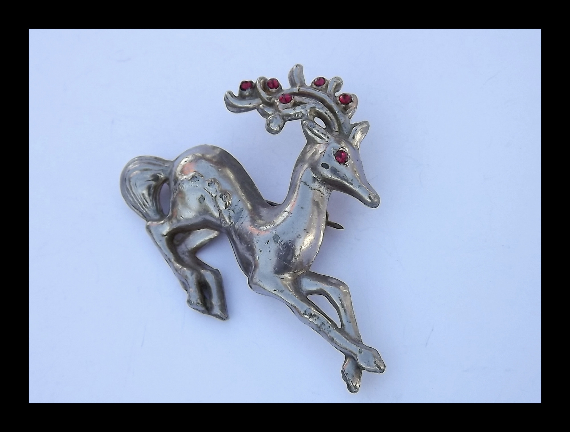 Vintage Reindeer Brooch 1940's Collectible Christmas Pin Large 3 D Red ...