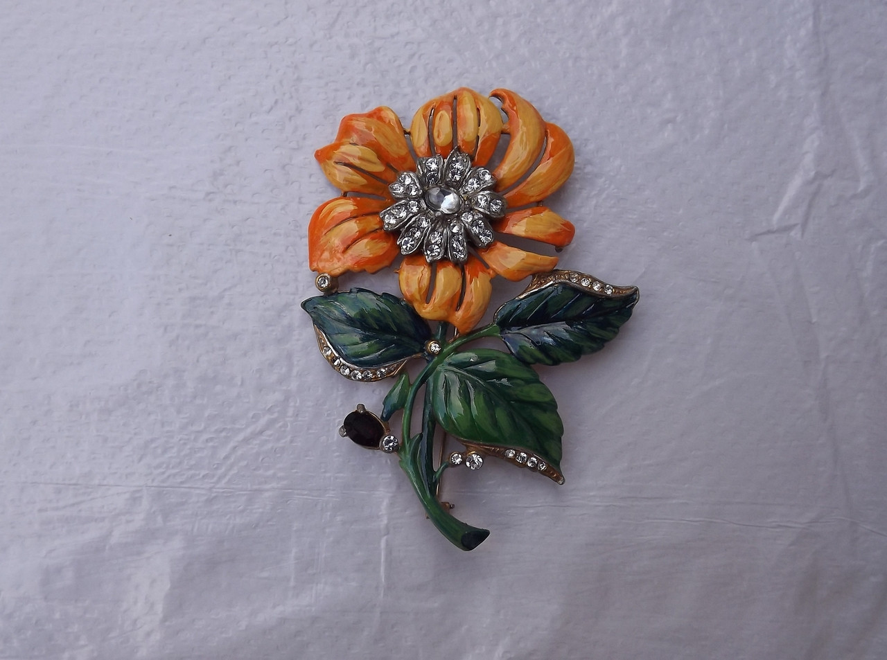 Chinese Sitting Zen Buddhist Monk Brooch Enamel Big Jeweled Crown ...