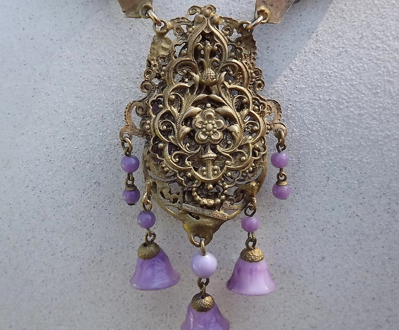 Rare Vintage Max Neiger Ornate Czech Glass & Enamel Necklace~Purple ...