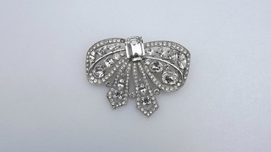 Huge EISENBERG Ice Classics Brooch Big Rhinestone Bow Pin