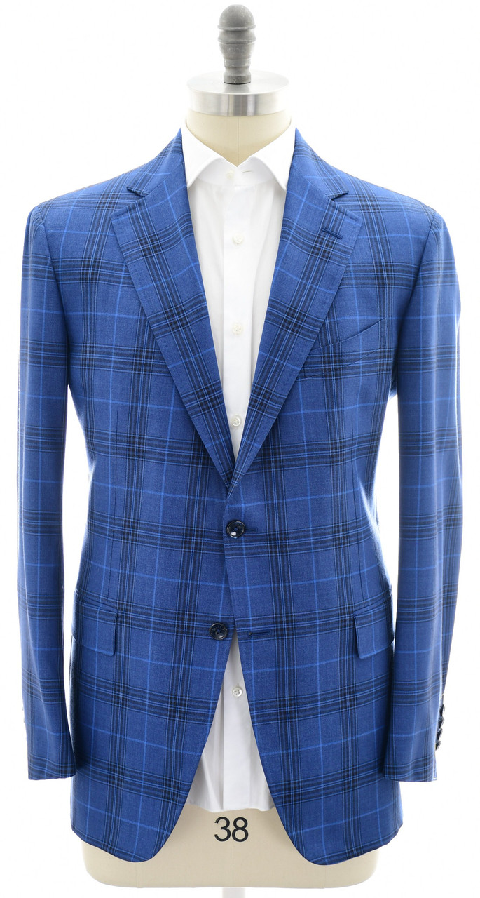 Zilli Sport Coat Blue Plaid Wool Blend