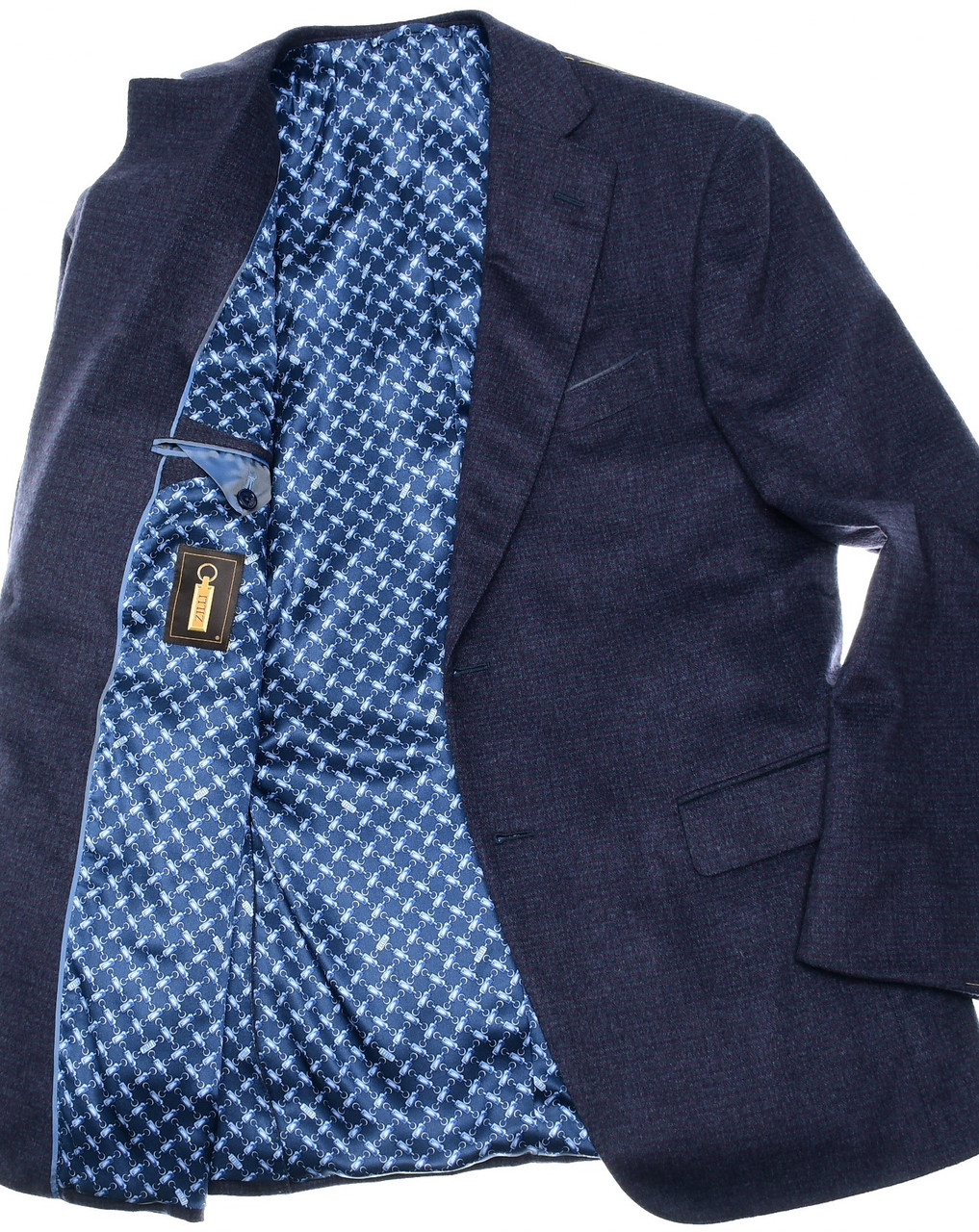 Zilli Sport Coat Blue Check Cashmere Silk