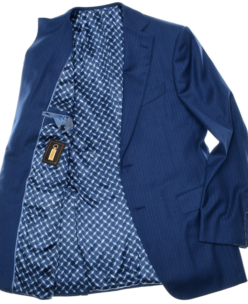 Zilli Suit Blue Herringbone