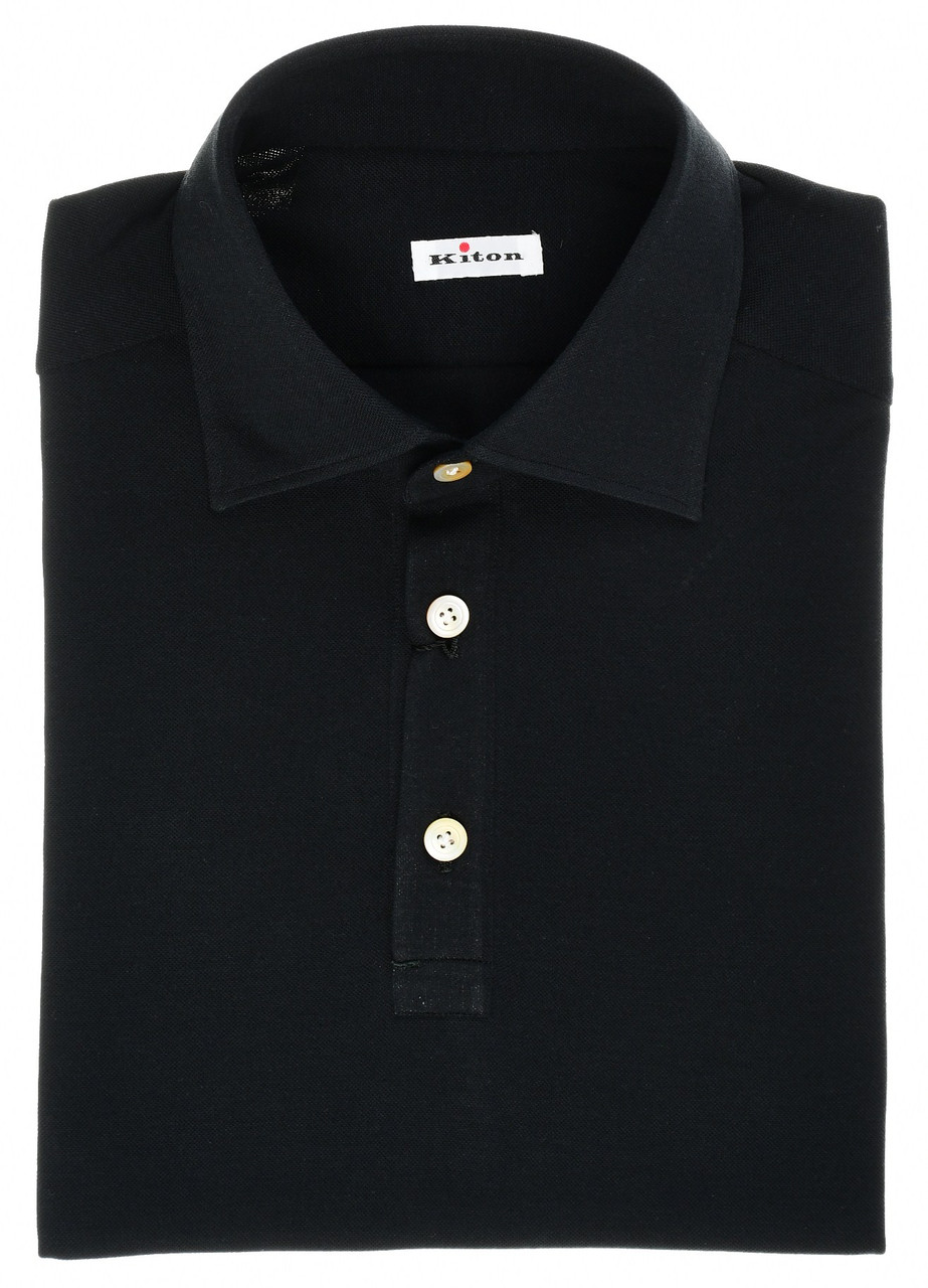 Kiton Polo Shirt Fine Pique Cotton Black