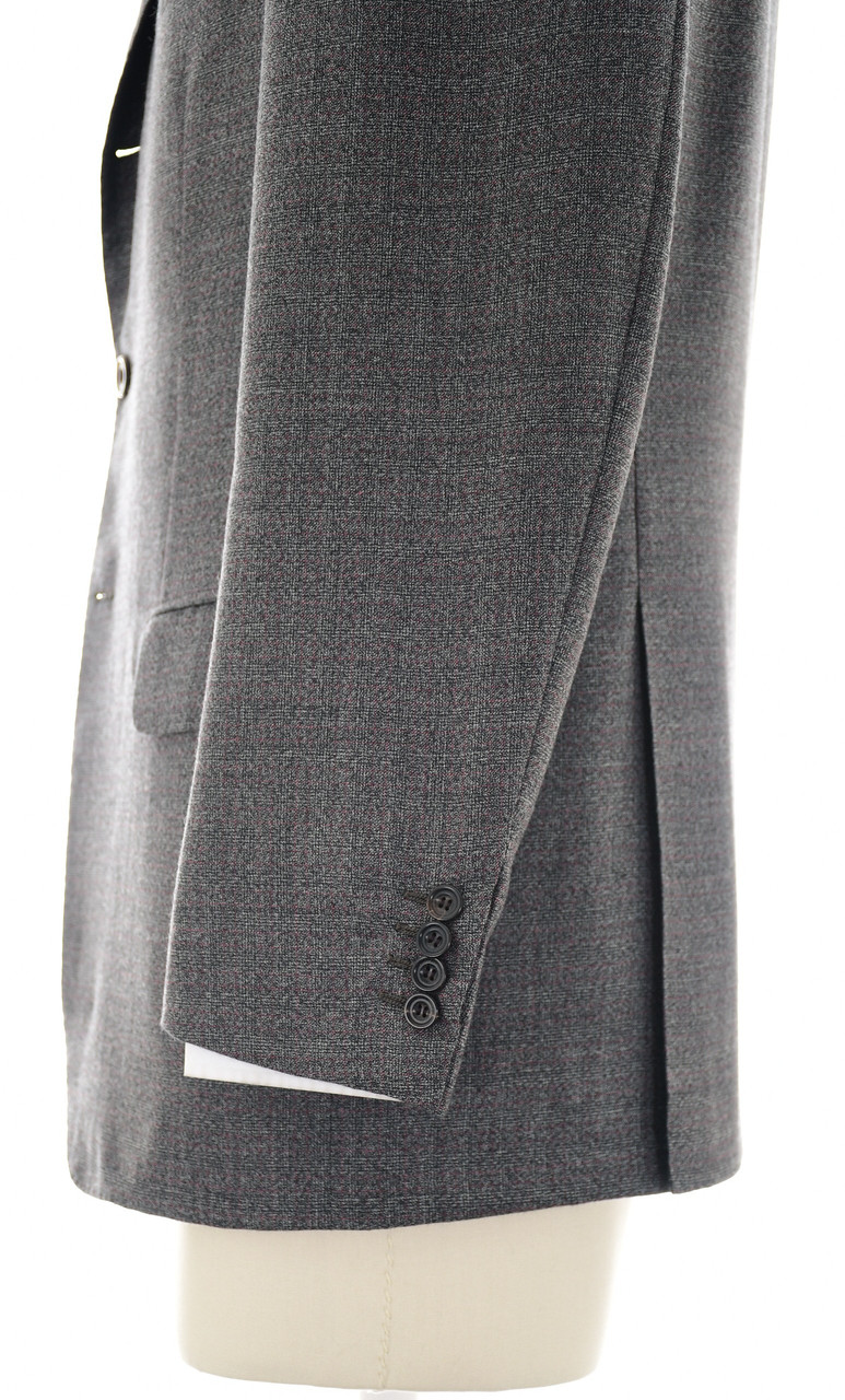 Kiton Suit Cashmere Gray Red Plaid