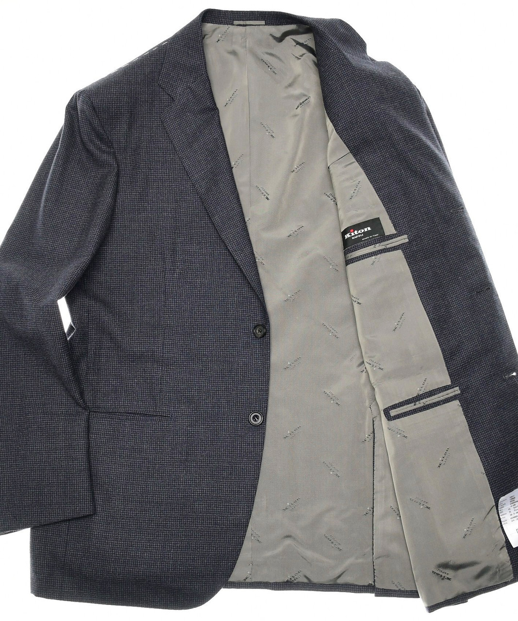 Kiton Suit Wool Gray Check
