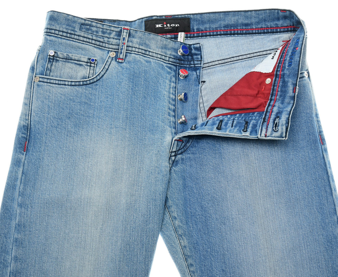 Kiton Jeans Cotton Stretch Selvedge Denim Slim Fit Blue