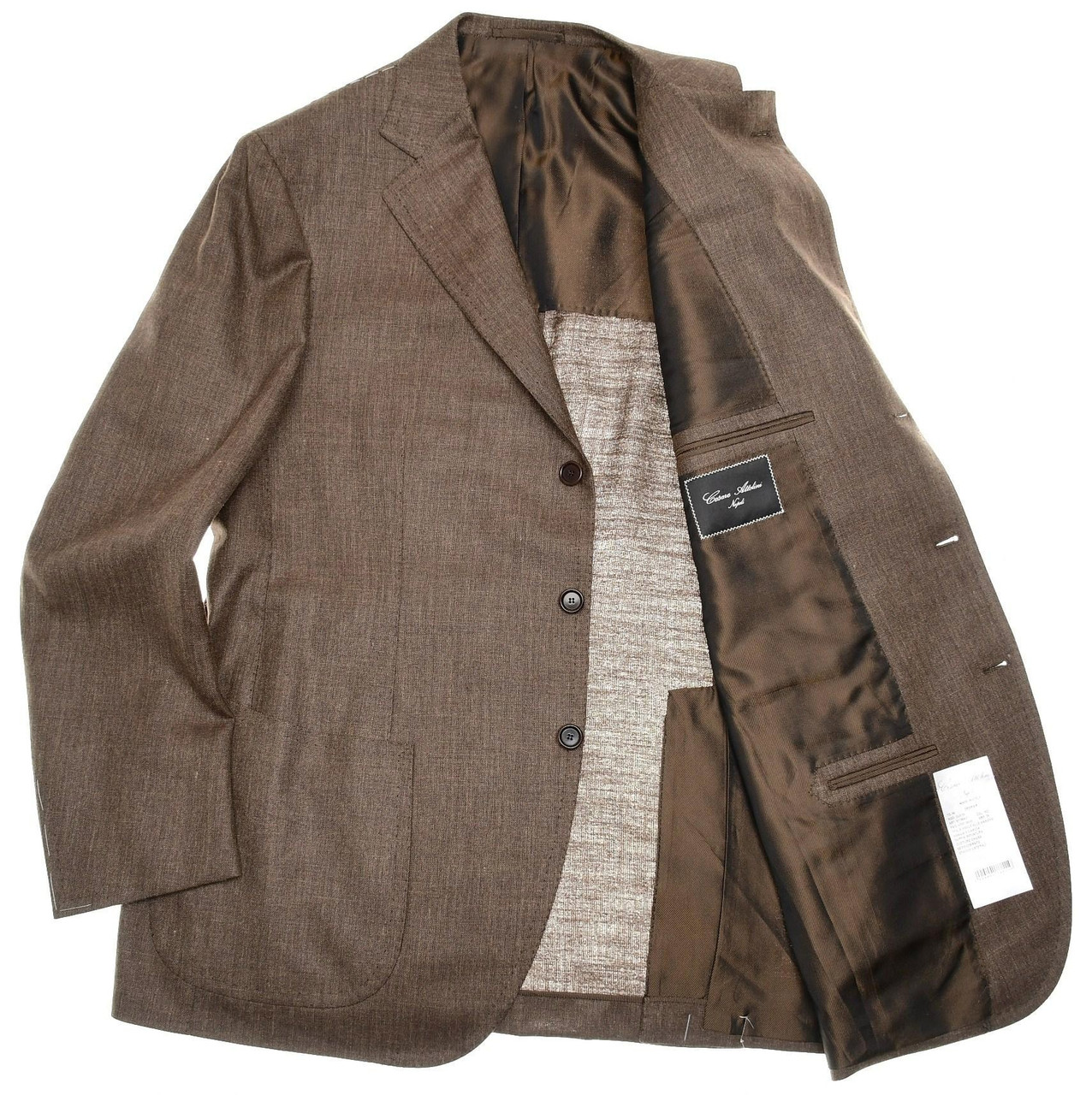 Cesare Attolini Sport Coat Jacket Wool Silk Linen Brown