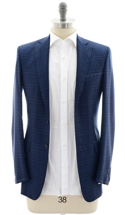 Brioni Sport Coat Jacket 'Colosseo' Dark Blue Plaid