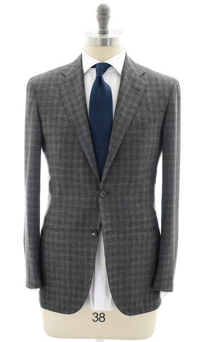Kiton Suit Cashmere Gray Micro Check