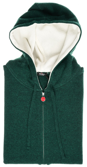 Kiton Sweater Zip Hoodie Cardigan Cashmere Knit Green