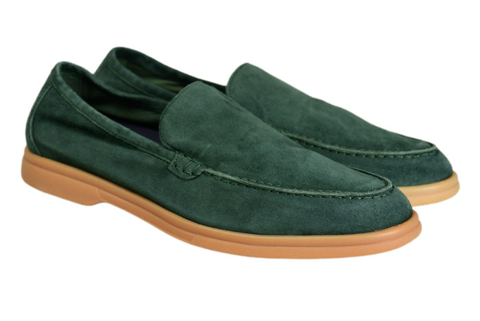 Fedeli Shoes Loafers Sailor Suede Leather Green
