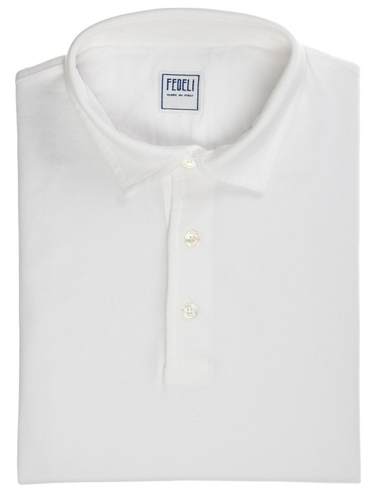 Fedeli Polo Shirt 'North' Short Sleeve Cotton Pique Frosted White