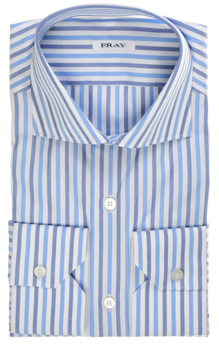 Fray Dress Shirt "Daniel" Cotton Blue Stripe