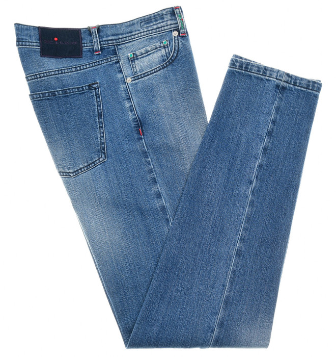 Kiton Jeans Cotton Stretch Selvedge Denim Slim Fit Blue