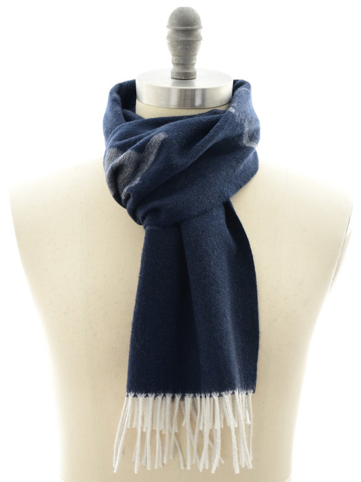 Kiton Scarf Cashmere Blue Large Logo