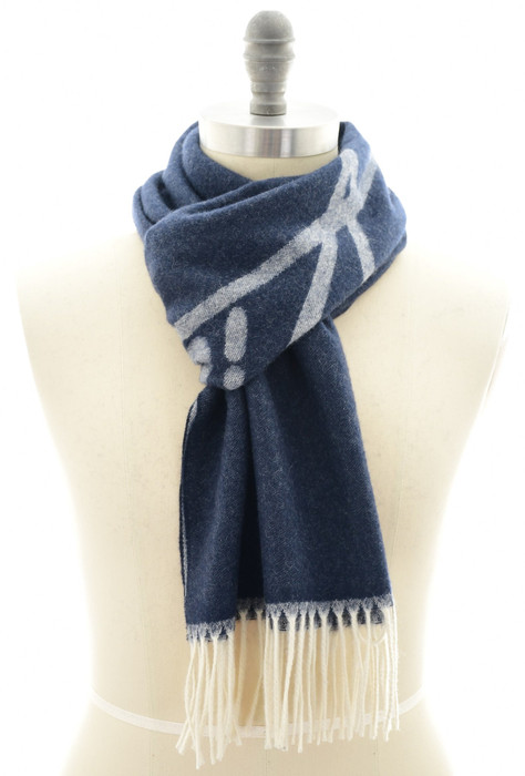 Kiton Scarf Cashmere Blue Large Logo Script