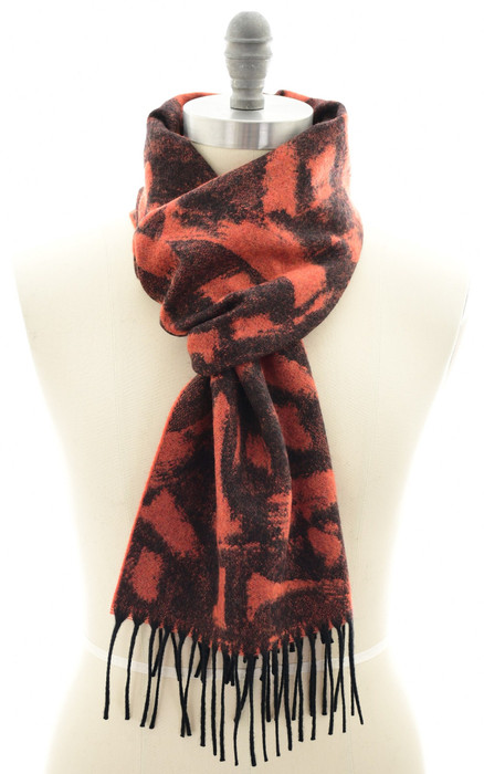 Kiton Scarf Cashmere Burnt Orange With Printed Logo