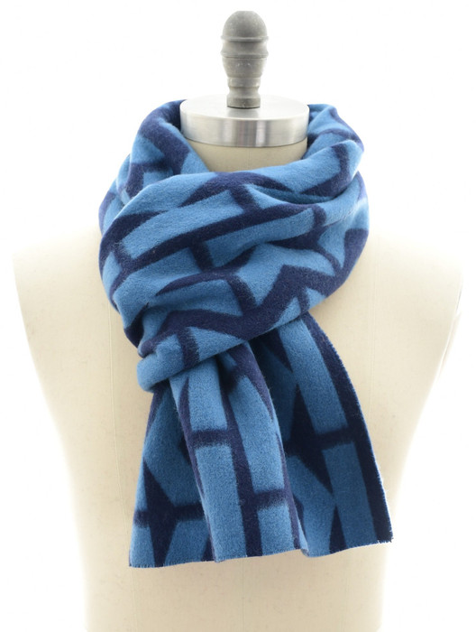 Kiton Scarf Cashmere Blue K Logo