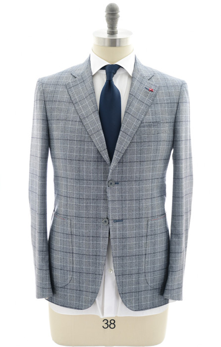 Isaia Napoli Suit "Capri" Wool Blue Plaid