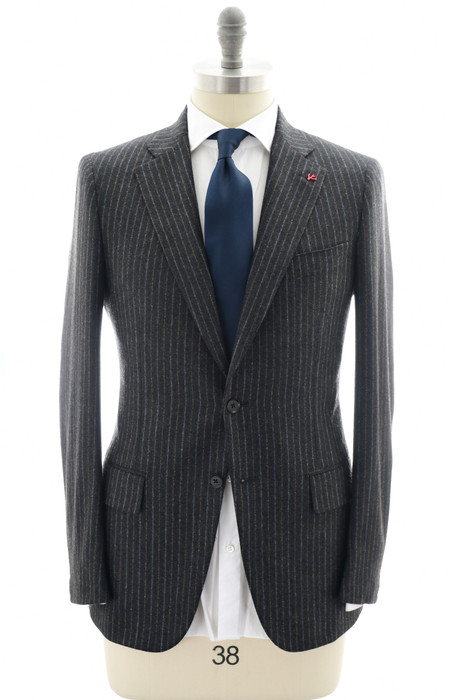 Isaia Napoli Suit "Gregorio" Wool Gray Brown Stripe