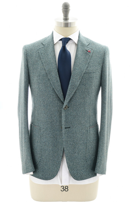 Isaia Napoli Suit "Capri" Wool Green Birdseye