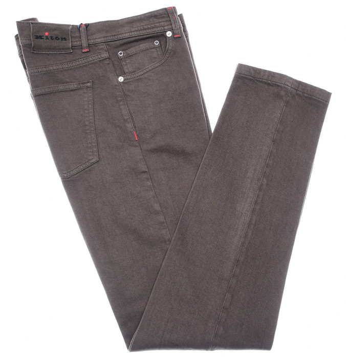 Kiton Jeans Cotton Stretch Denim Slim Fit Brown