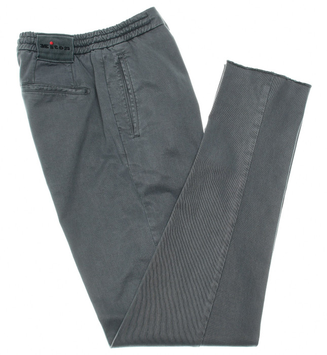 Kiton Collection Jogger Pants Lyocell Cotton Slim Fit Gray