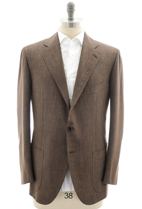 Cesare Attolini Sport Coat Jacket Wool Silk Linen Brown