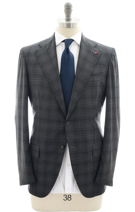 Isaia Men's Italian Designer Suit Wool Gray Plaid "Marechiaro"