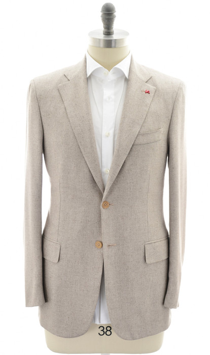 Isaia Sport Coat Jacket Blazer "Base 5" Wool Blend Brown Tweed