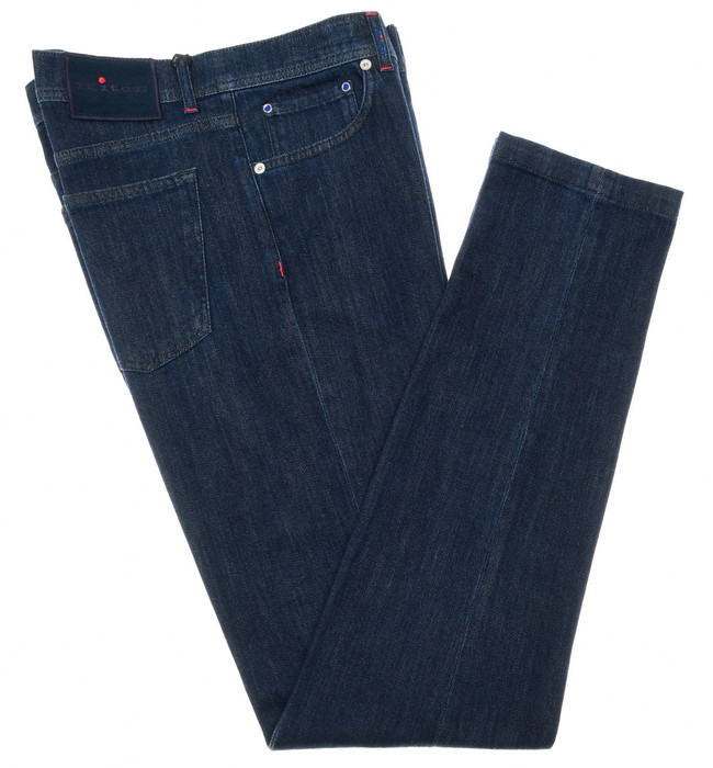 Kiton Collection Jeans Cotton Stretch Denim Dark Blue