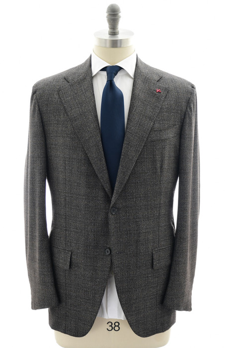Isaia Men's Italian Designer Suit Wool Brown Micro Check "Marechiaro"
