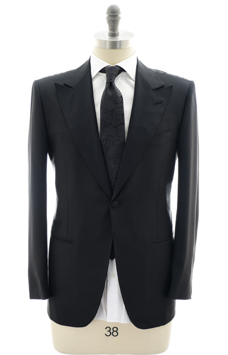 Kiton Tuxedo Men's Italian Designer Suit EVO Trim Fit Wool Silk Black Micro