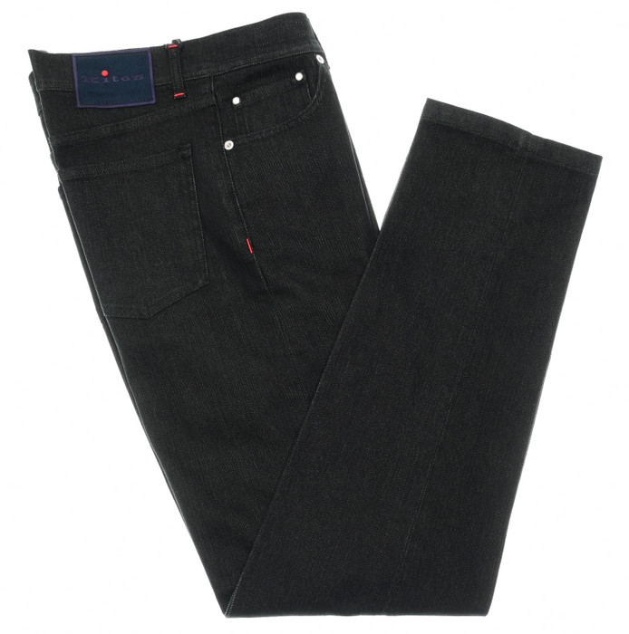 Kiton Black Cotton Stretch Denim Jeans – Luxury Italian Craftsmanship