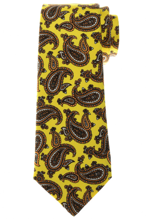 Kiton Yellow Orange Paisley Tie – Men's Italian Designer Neckwear Sale