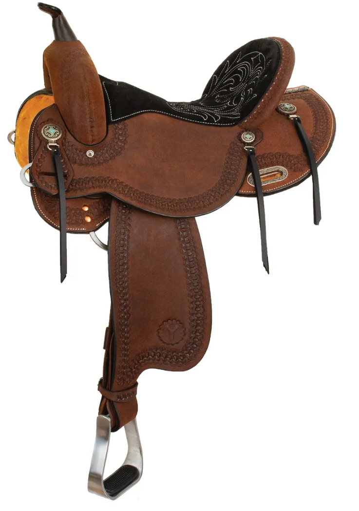 2240 New Circle Y Cloverleaf Barrel Saddle – Wide Tree for Speed ...