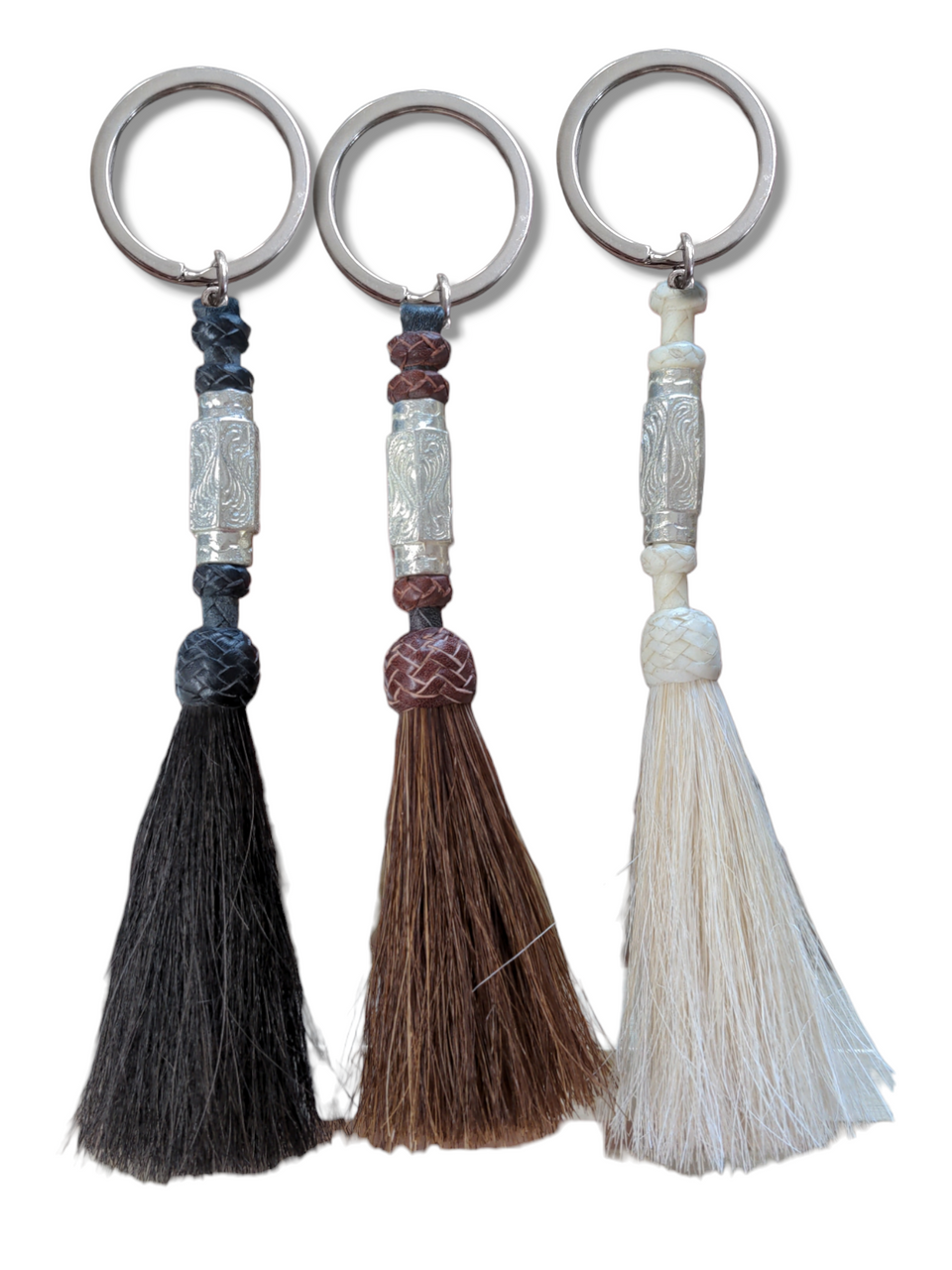 Austin Accent Leather Keychain with Ferrule and Tassel