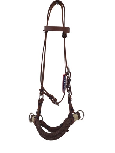 HR Saddlery Leather Western Side Pull Bridle with Nylon Noseband ...