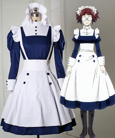 Black Butler Kuroshitsuji Cosplay Mey Rin Costume Maid Uniform