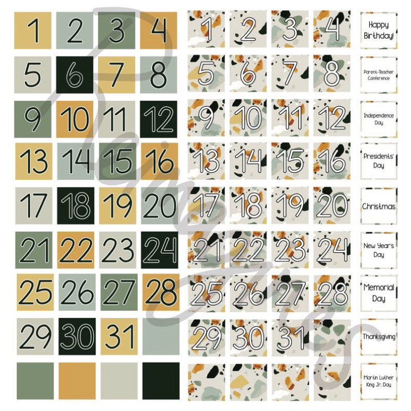 Classroom Calendar Modern Terrazzo Calendar Bulletin Board Bundle