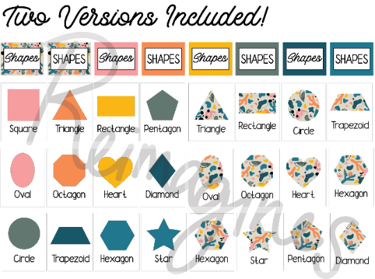 Retro Brights Shape Posters - Printable PDF