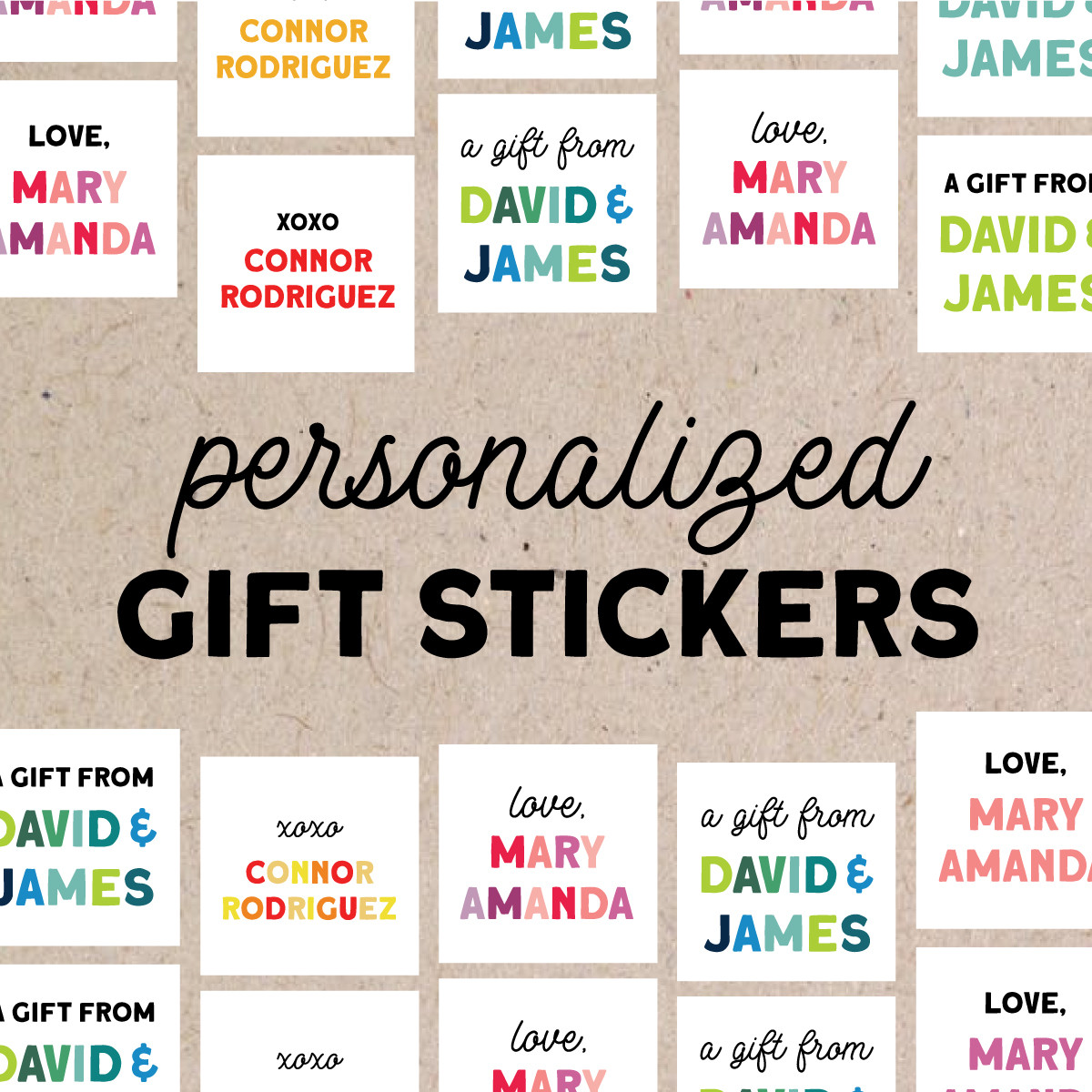 Personalized Square Multicolored Gift Stickers