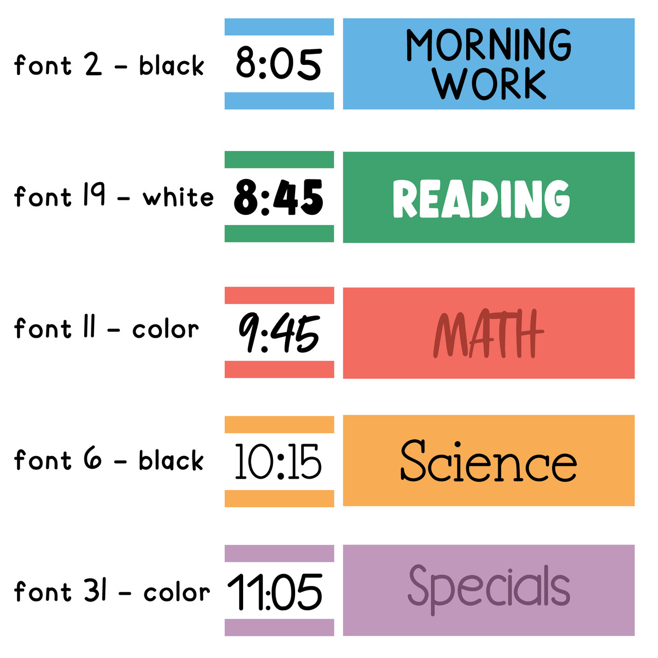 Totally Custom Daily Schedule Whiteboard Clings