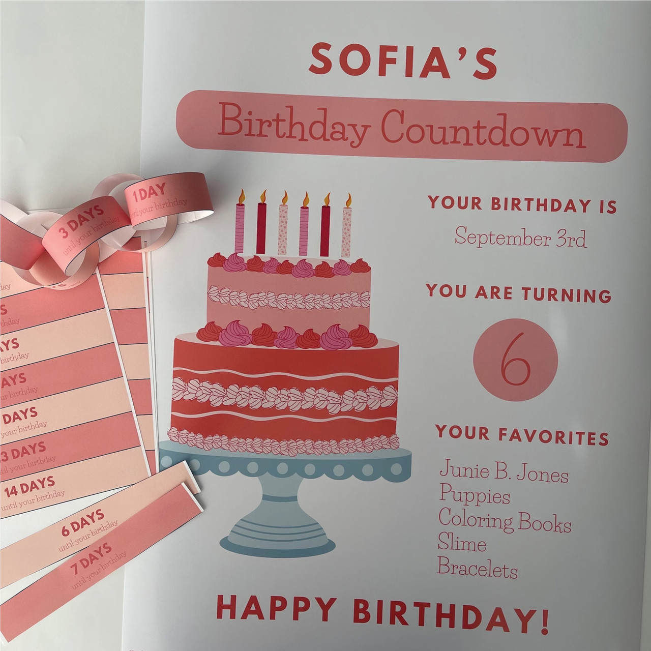 Printable Birthday Countdown Poster & Paper Chain