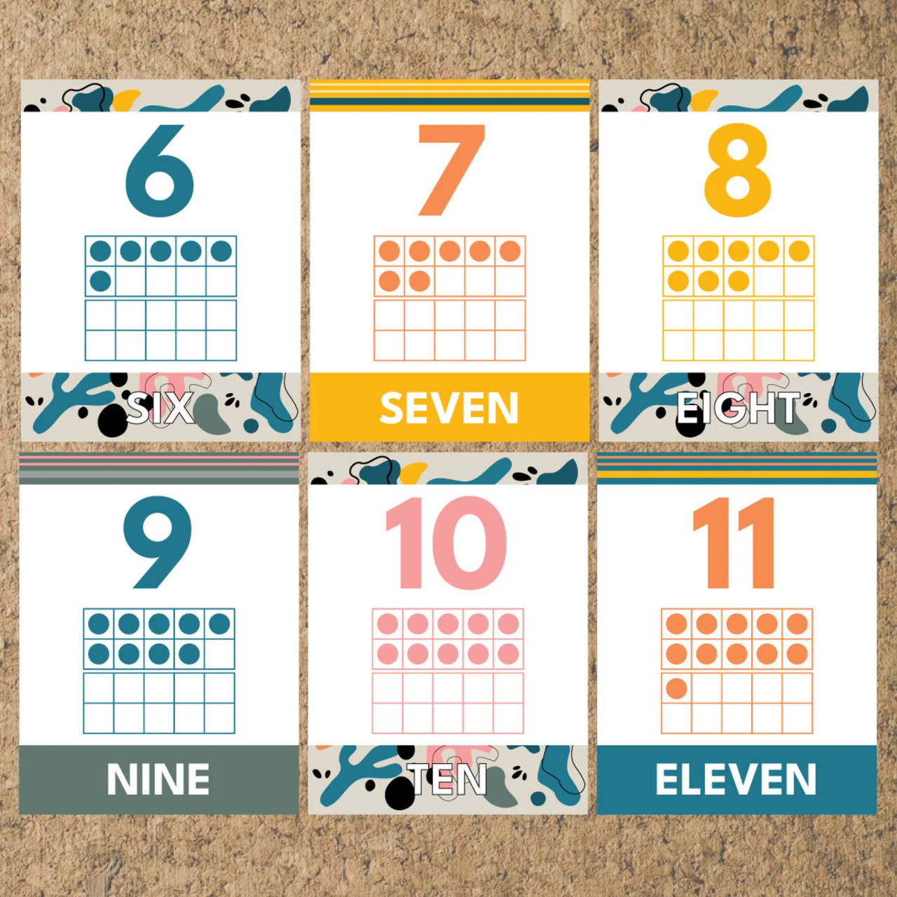 Retro Brights Number Posters
